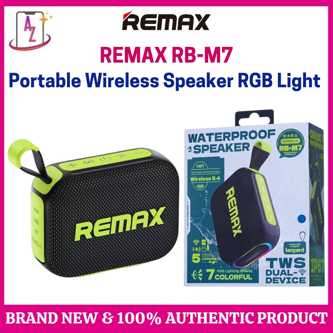 REMAX RB-M7 Portable Wireless Speaker IP67 Waterproof RGB Light TWS HiFi Sound Loudspeaker ...