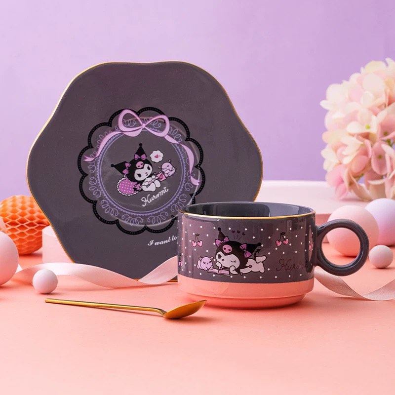 Sanrio Kuromi coffee cup with saucer set, Furniture & Home Living ...