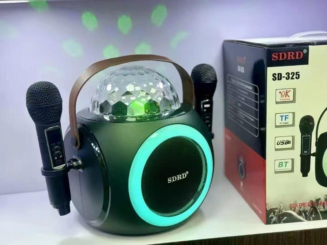 SDRD - SD325 Bluetooth Karaoke Speaker with Disco Lightd and Dual Wireless UHF Microphones ...