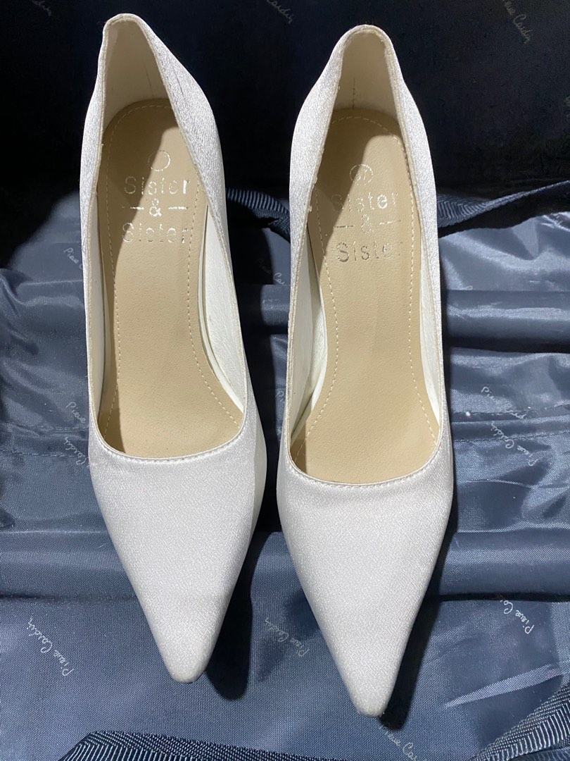 Sister&Sister Pearl White Heels, Women's Fashion, Footwear, Heels on ...