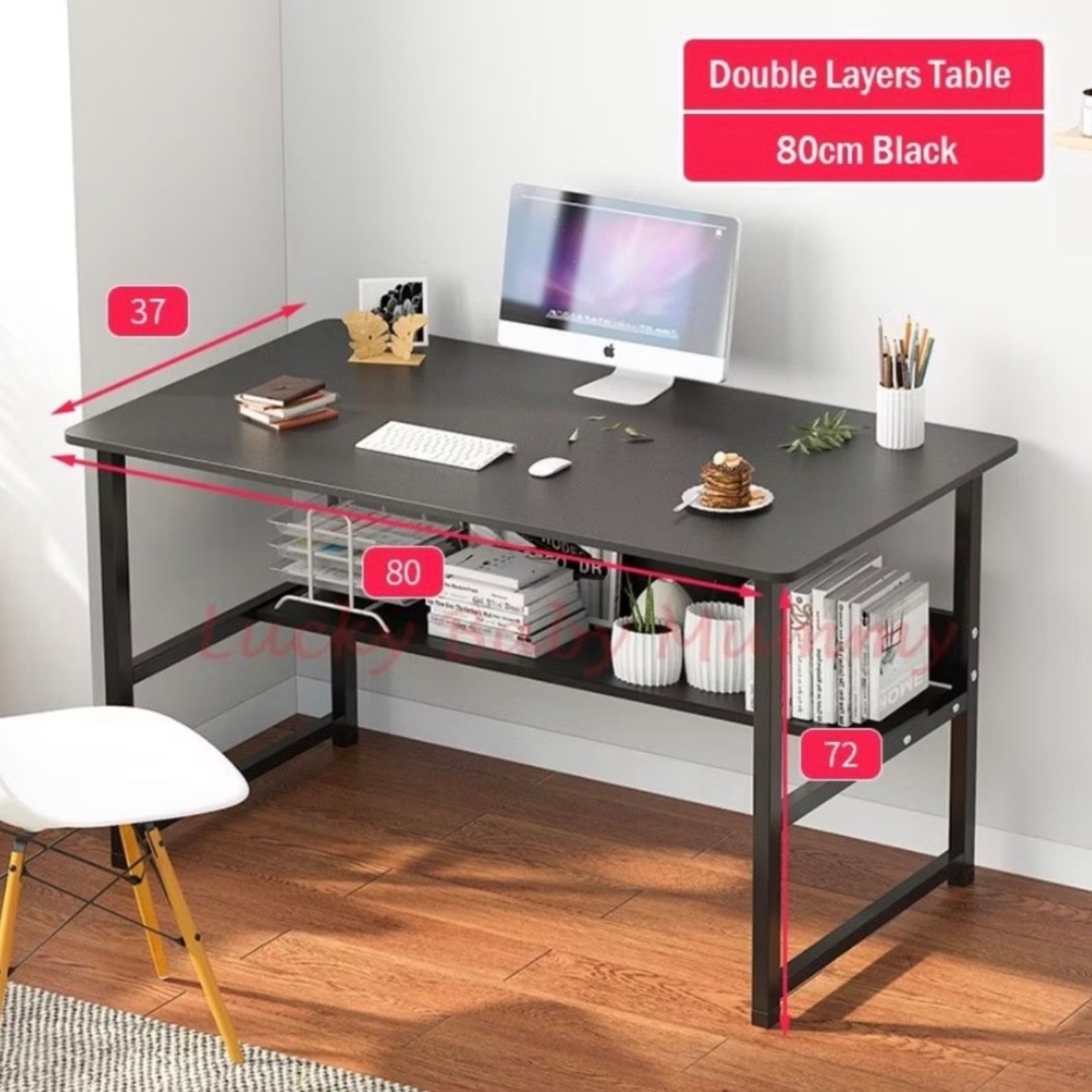 Spacious Double Tier Computer Desk | Sturdy Minimalist Study Table With ...