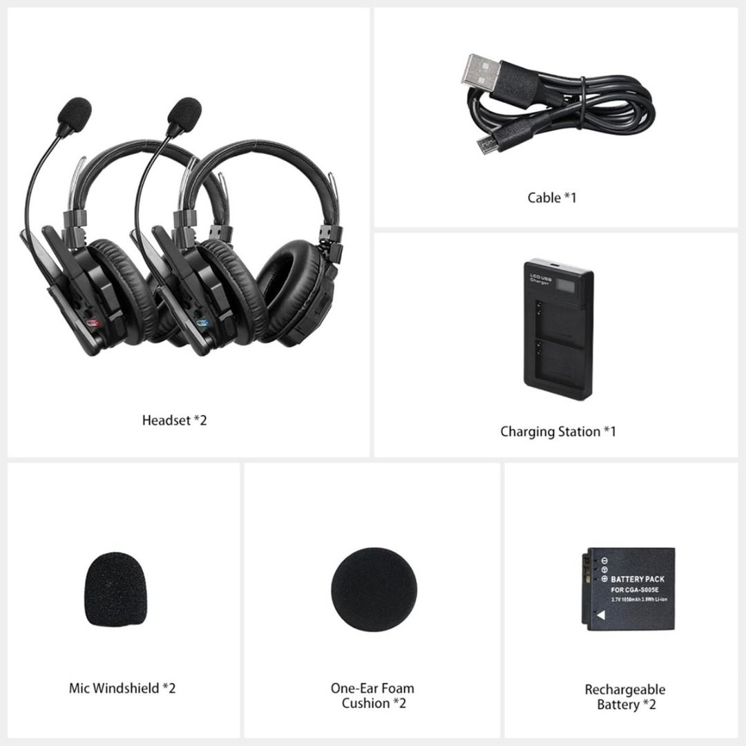 SYNCO Xtalk XMax5 Series Full-Duplex Wireless Intercom System with 5 Double-Ear Headsets (2.4 ...