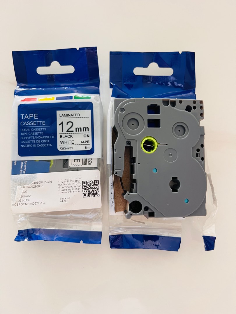 Tape Cassette Portable Label Tape (12mm Black on White Tape), Computers ...