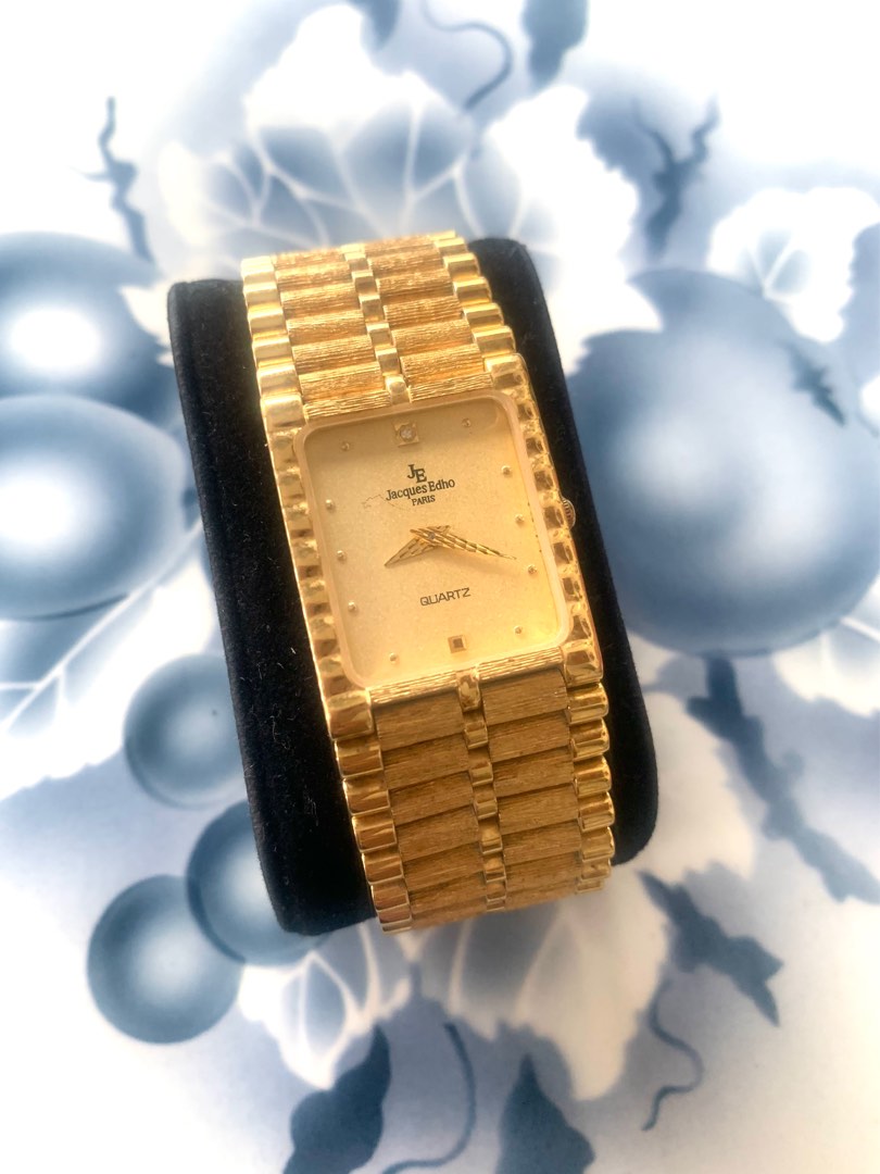 Vintage 70s - 18k Gold Plated Jacques Edho Quarts, Fesyen Wanita, Jam ...