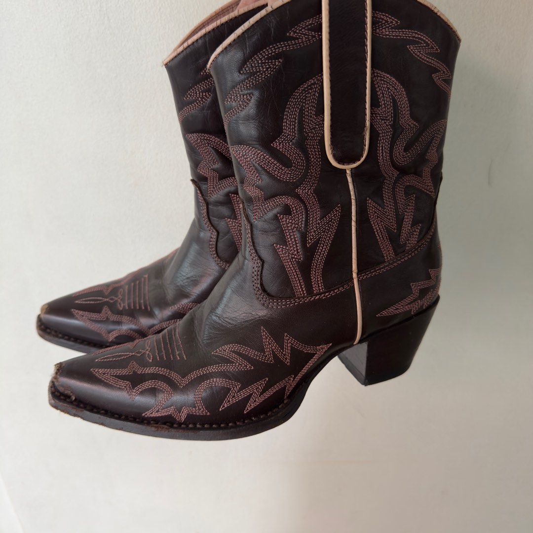 Vintage R.Soles London Pink and Brown Western Cowboy Boots (please read ...