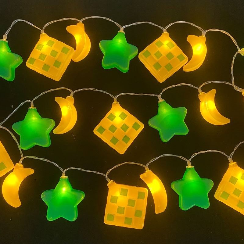 2025 3 meters|6 meters Ramadan Hari Raya Decorations String Light Ketupat Moon Star Battery ...