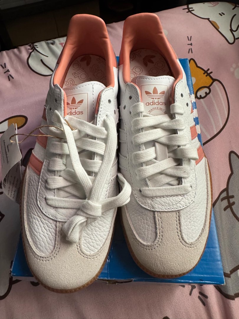 Adidas Samba OG W in White and Peach, Women's Fashion, Footwear ...