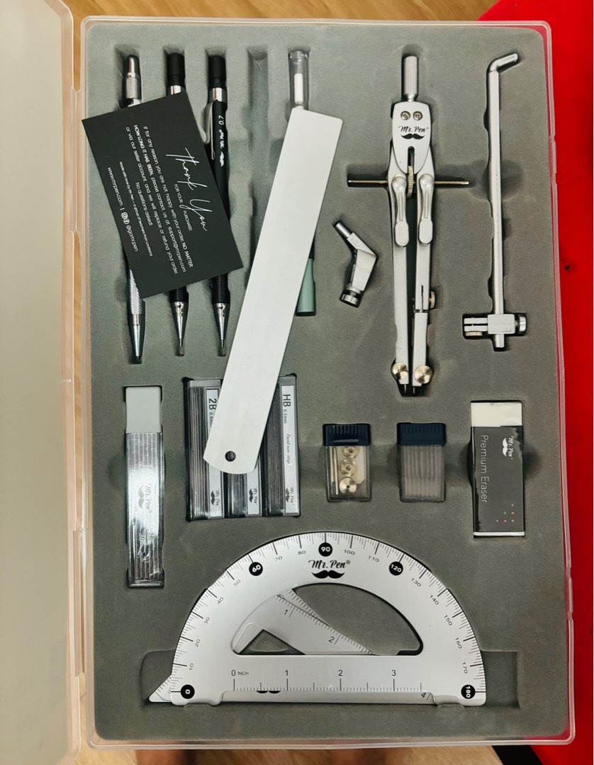 Professional Geometry Set, 17 pcs, Silver Geometry Kit for Artists ...