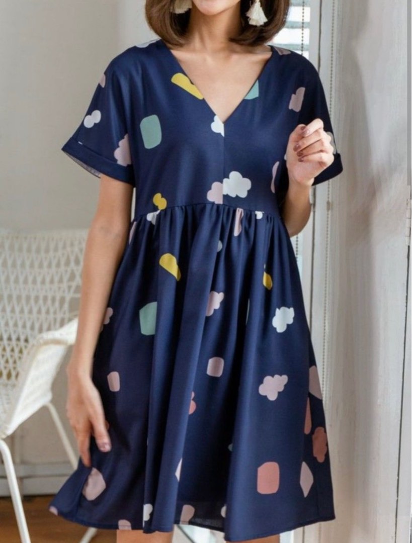 Callen Cloudie Babydoll Dress in Navy (XL), Women's Fashion, Dresses ...