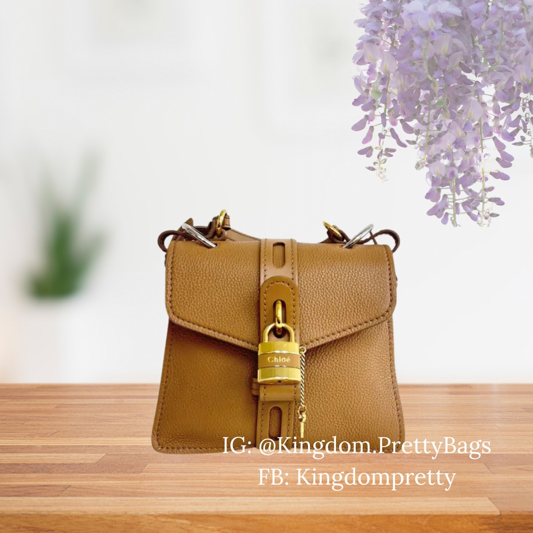 Chloe Aby Day Small Top Handle Padlock Flap Bag in Grained Leather Pre ...