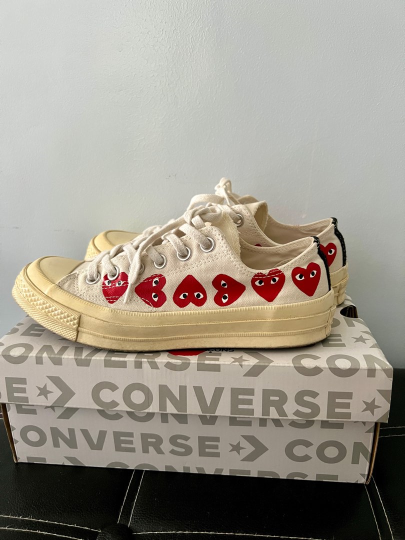 Converse X CDG low top multi heart white, Women's Fashion, Footwear ...