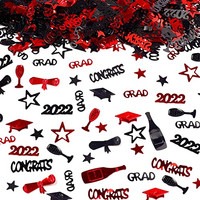 DIYDEC Graduation table Confetti 2022, Black Red Graduation, Perabotan ...