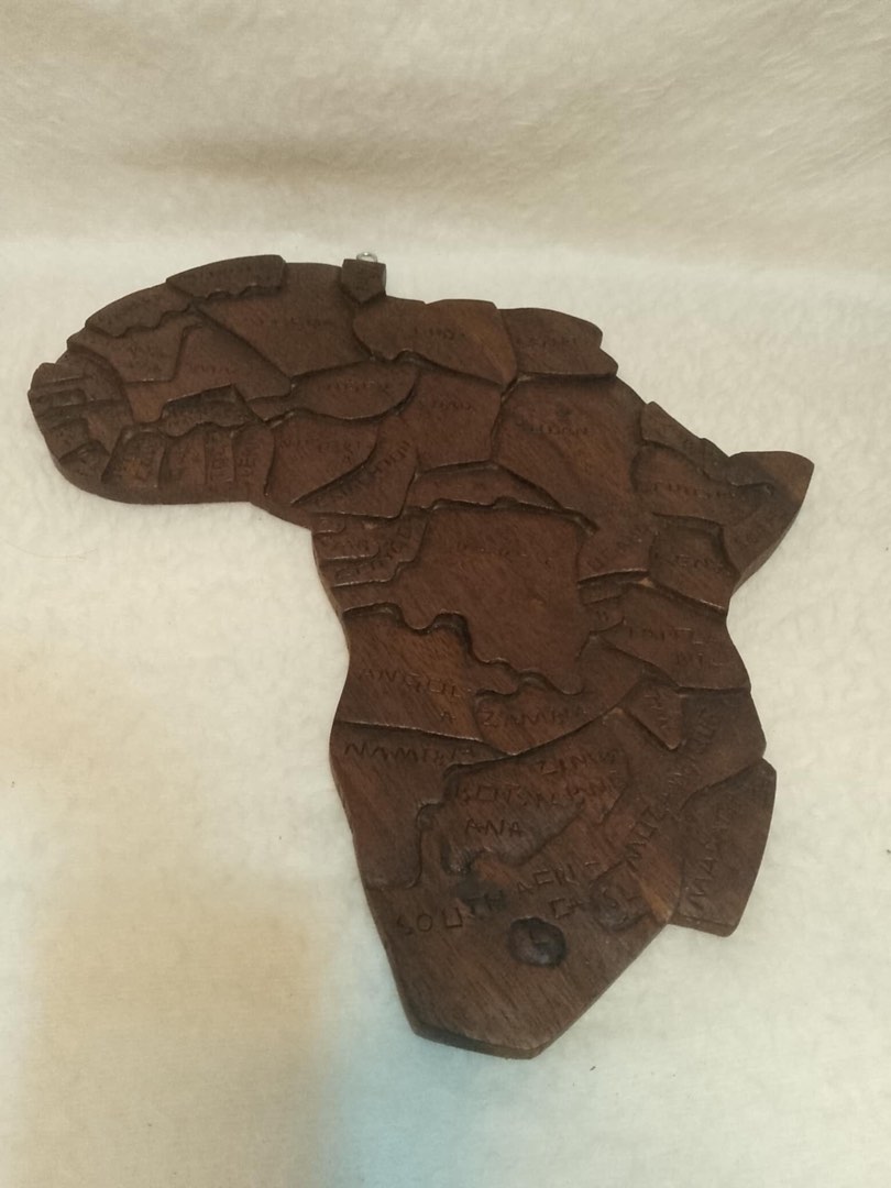 Hand Carved Wooden African Continent Map, Wall Hanging Display, Hobbies ...