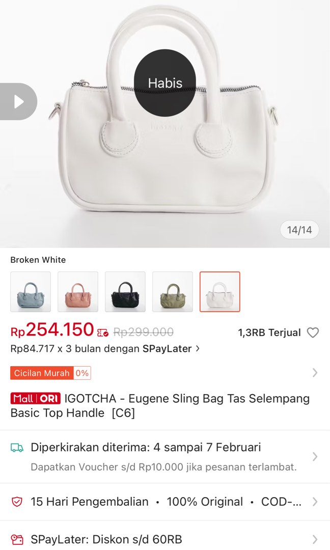 Igotcha White Sling Bag, Fesyen Wanita, Tas & Dompet di Carousell