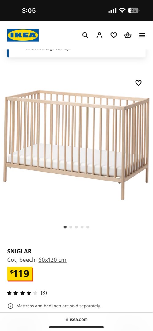 Ikea Baby Cot Sniglar, Babies & Kids, Baby Nursery & Kids Furniture ...