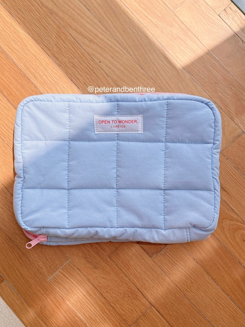 Laneige Padded Puffy Cosmetic Zip Around Storage Pouch in Baby Blue ...