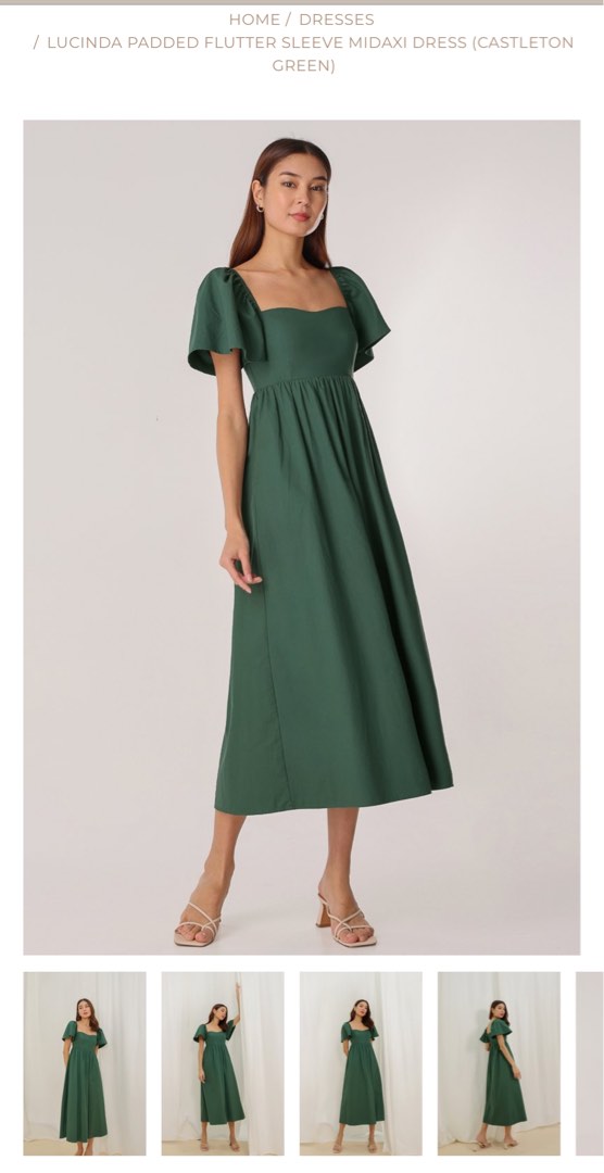 LUCINDA PADDED FLUTTER SLEEVE MIDAXI DRESS (CASTLETON GREEN), Women's ...