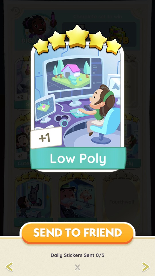 MONOPOLY GO | 5 Star⭐Sticker | SET 17 - Low Poly | RM4, Video Gaming ...