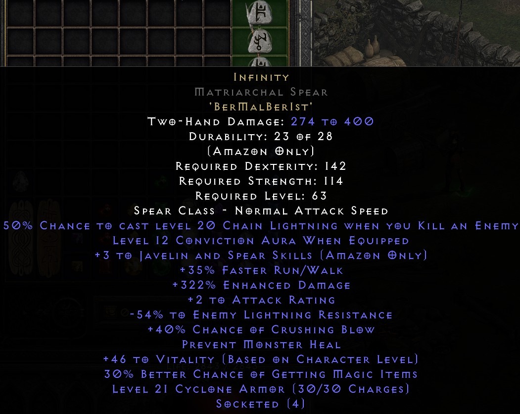 (Non-ladder) GG -54% Self wielding Matriarch Spear Infinity. D2R, Video ...