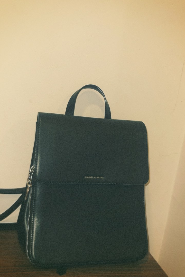 Octavia Front Flap Structured Backpack - Noir, Women's Fashion, Bags ...