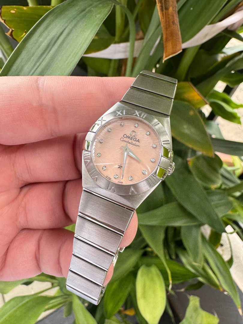 Omega Constellation Salmon Pink Diamond, Luxury, Watches on Carousell
