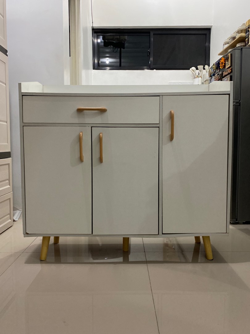 PRELOVED White Display Cabinet with Drawers, Furniture & Home Living ...