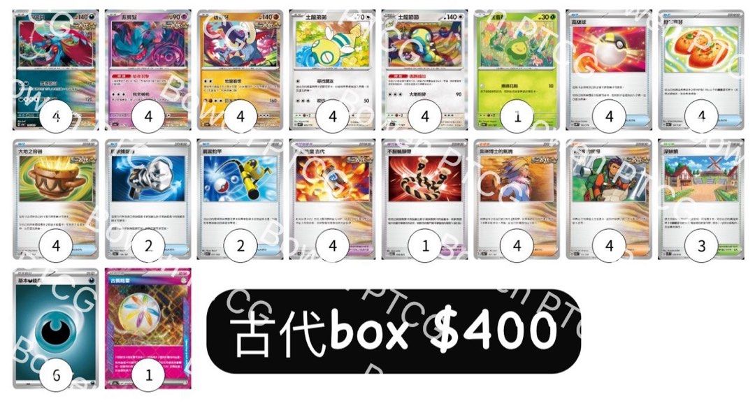 PTCG 牌組推介 古代box 火伊貝 火伊布ex 大力鱷 古劍豹 冰豹 電box 密勒頓, 興趣及遊戲, 玩具 & 遊戲類 - Carousell