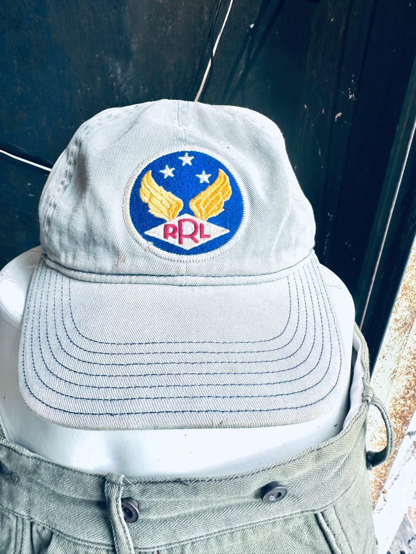 Ralph Lauren RRL logo patch cotton cap, Men's Fashion, Coats, Jackets ...