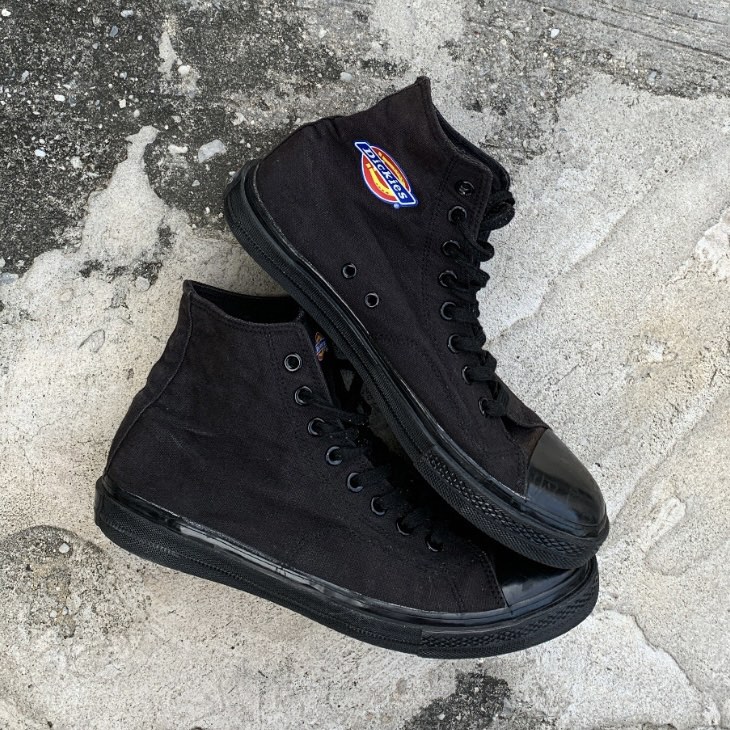 RARE Dickies High Top Canvas Full Black Original, Fesyen Pria, Sepatu ...