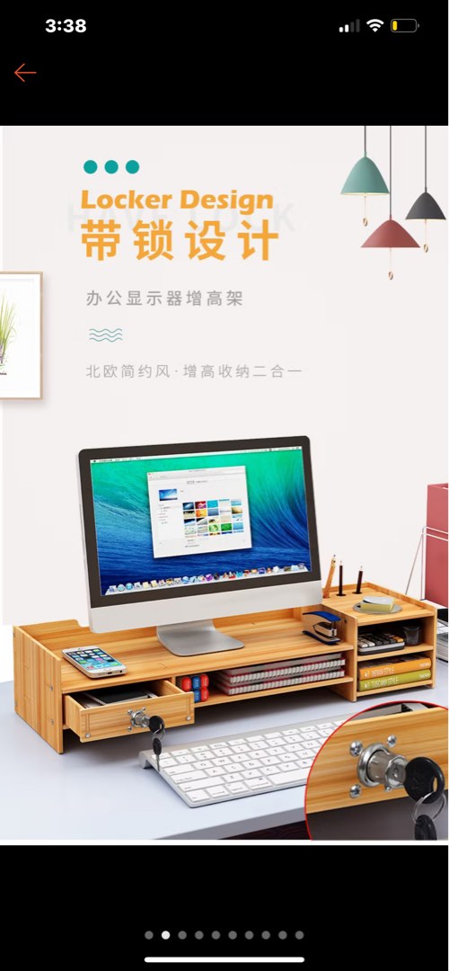 SANCY Computer Monitor Booster Rack Wooden Office Desk Storage ...