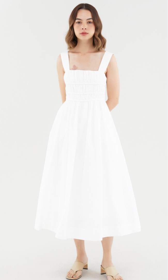 The Editor's Market White Ruched Dress, Women's Fashion, Dresses & Sets ...
