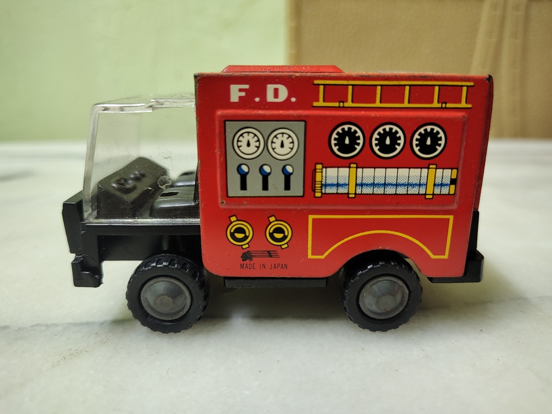 Tin Toy made in Japan Fire Truck vintage vtg antik antique mainan toys ...