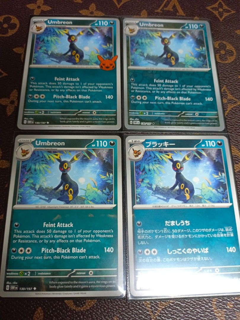 Umbreon Obsidian Flames OBF (4 pc's) Pokemon TCG Card 2023, Hobbies ...