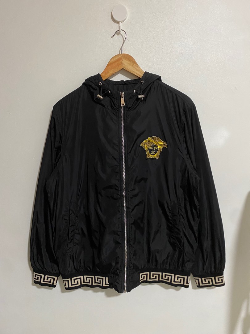 Versace Blck Shell Windbreaker Jacket, Luxury, Apparel on Carousell