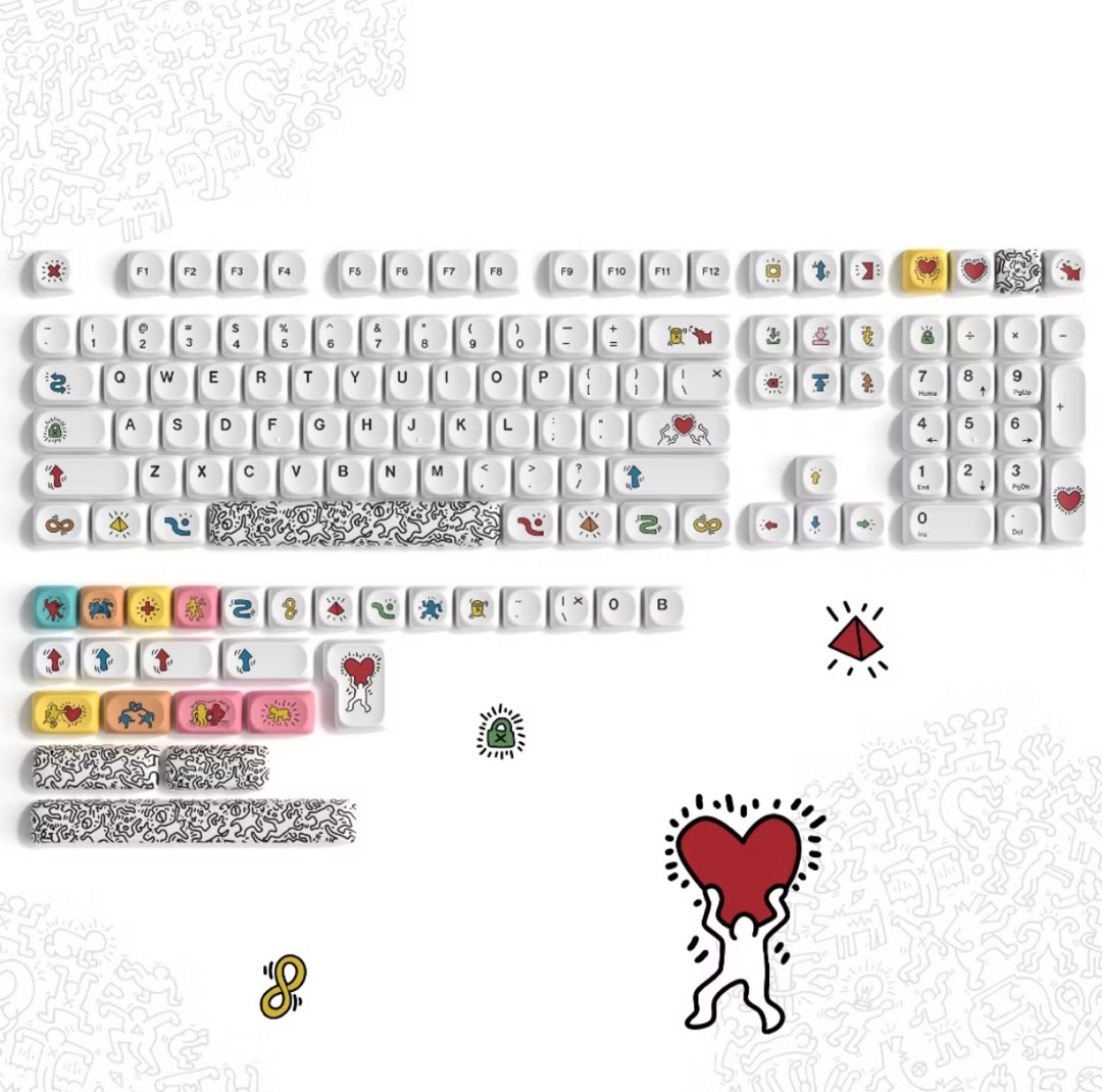 WOMIER 134 Keys MOA Profile Heart Thermal Dye Sublimation Keycaps ...