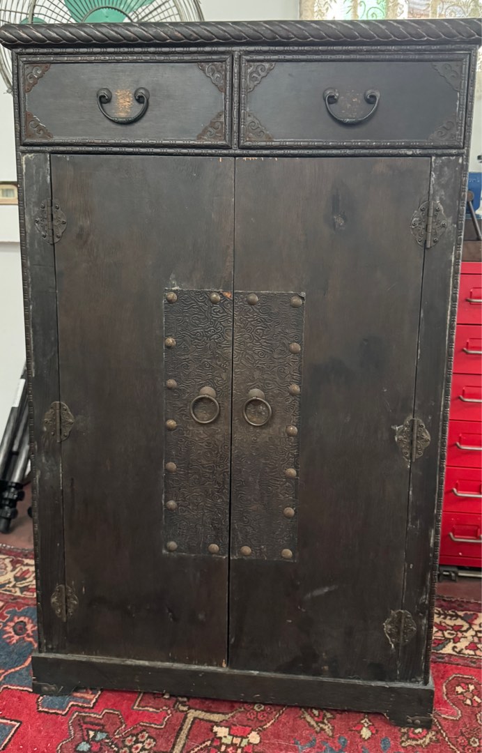 Wood cabinet with two drawers and fixed shelves, Furniture & Home ...