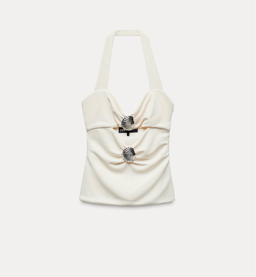 Zara seashell halter top, Women's Fashion, Tops, Sleeveless on Carousell