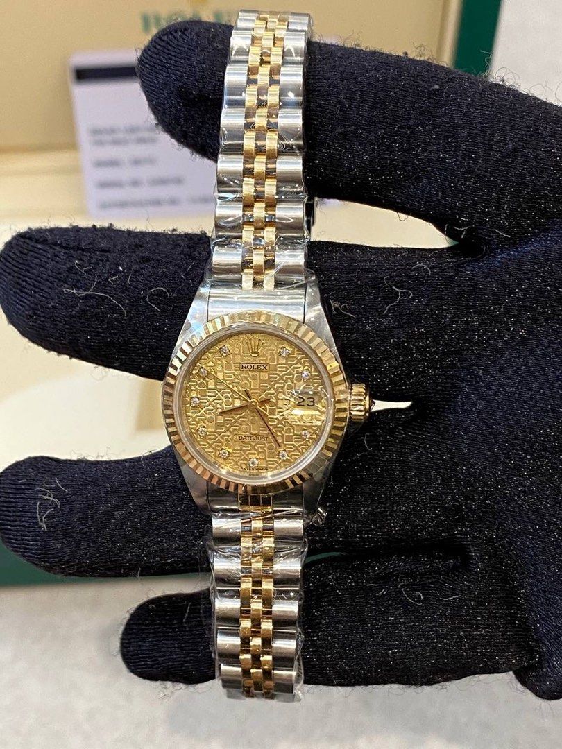 2002 ROLEX LADY DATEJUST 26 REF 69173 18K 750 YELLOW GOLD DIAMOND DIAL ...