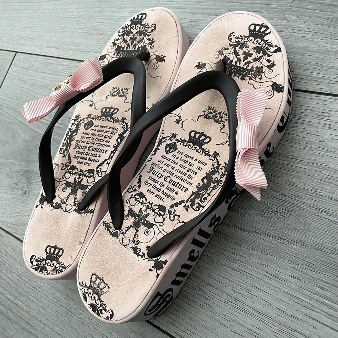 AUTHENTIC Juicy Coutue Wedge Sandals Coconut Girl Y2K Vintage Coquette ...