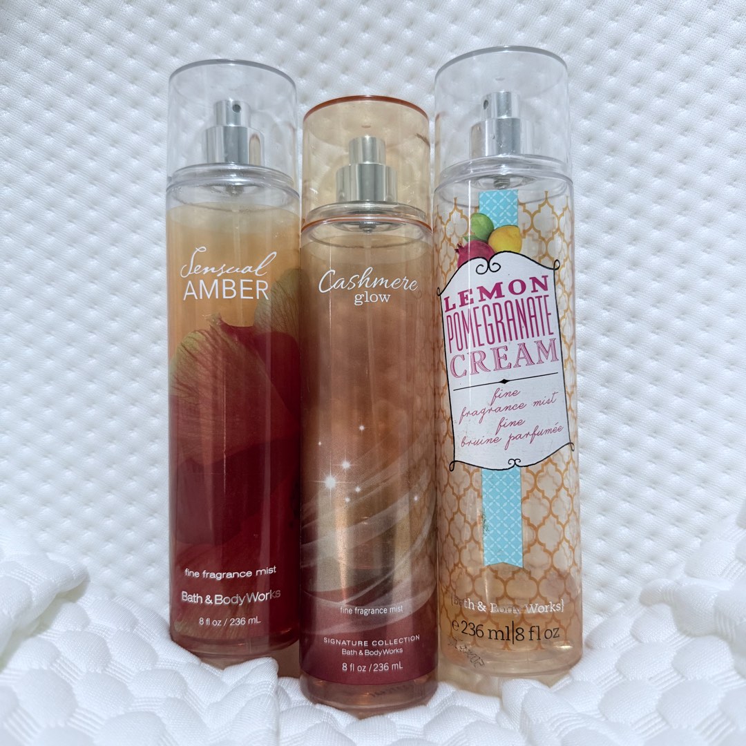 BBW Bath and Body Works Sensual Amber Cashmere Glow Pomegranate, Beauty ...