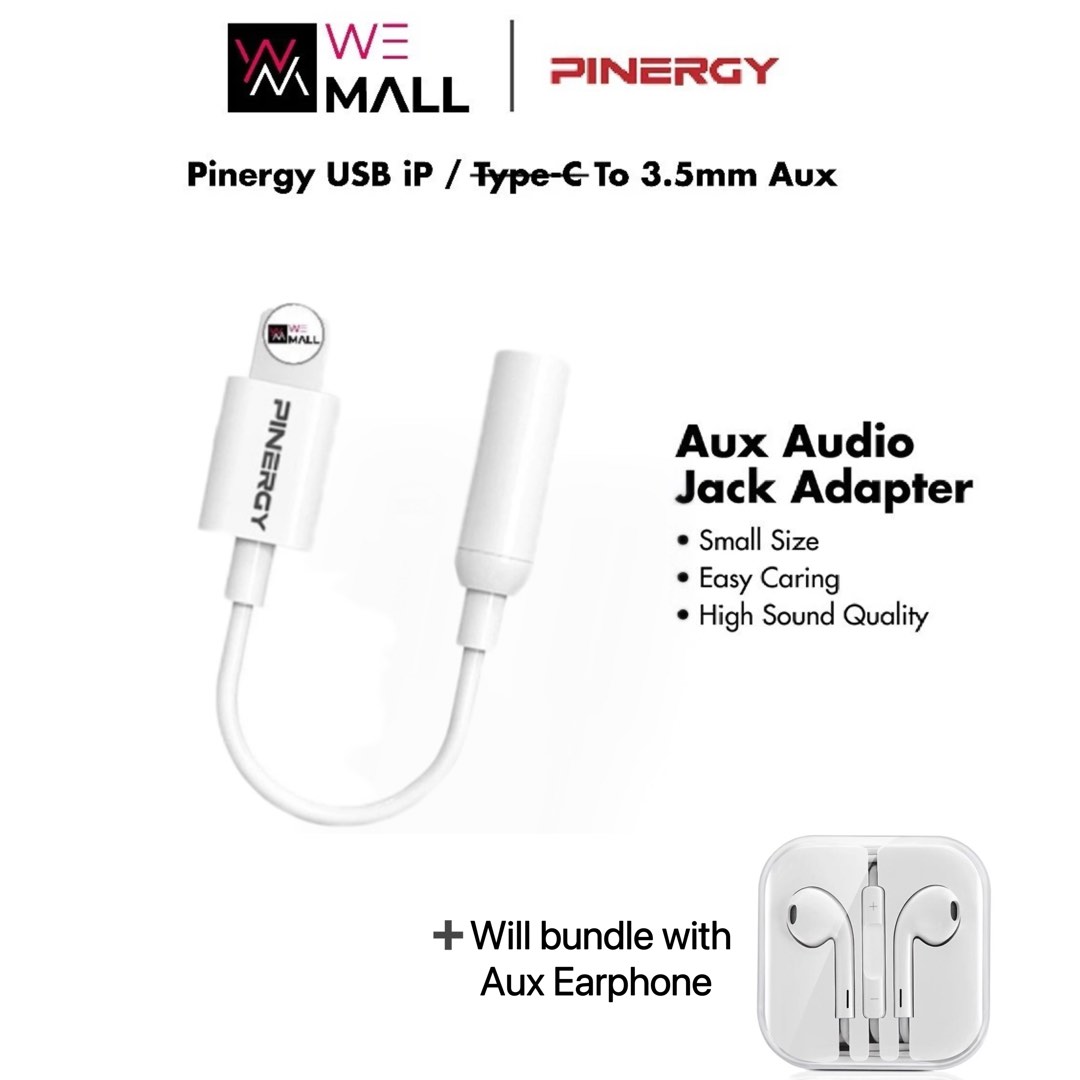 [Bundle with Earphone] Pinergy USB Lightning to Aux Audio Jack OTG ...