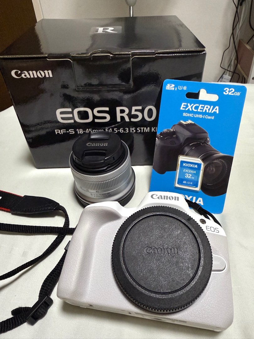 Canon R50 white, Photography, Cameras on Carousell