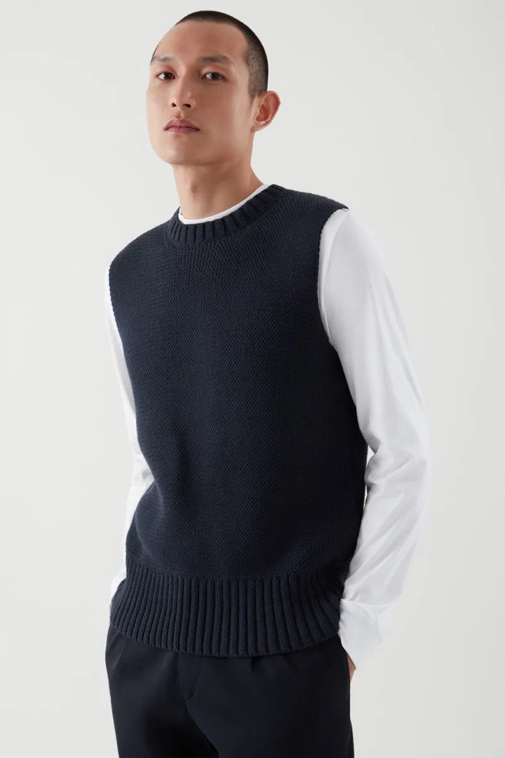 COS Racked-Stitch Knitted Vest, Men's Fashion, Coats, Jackets and ...