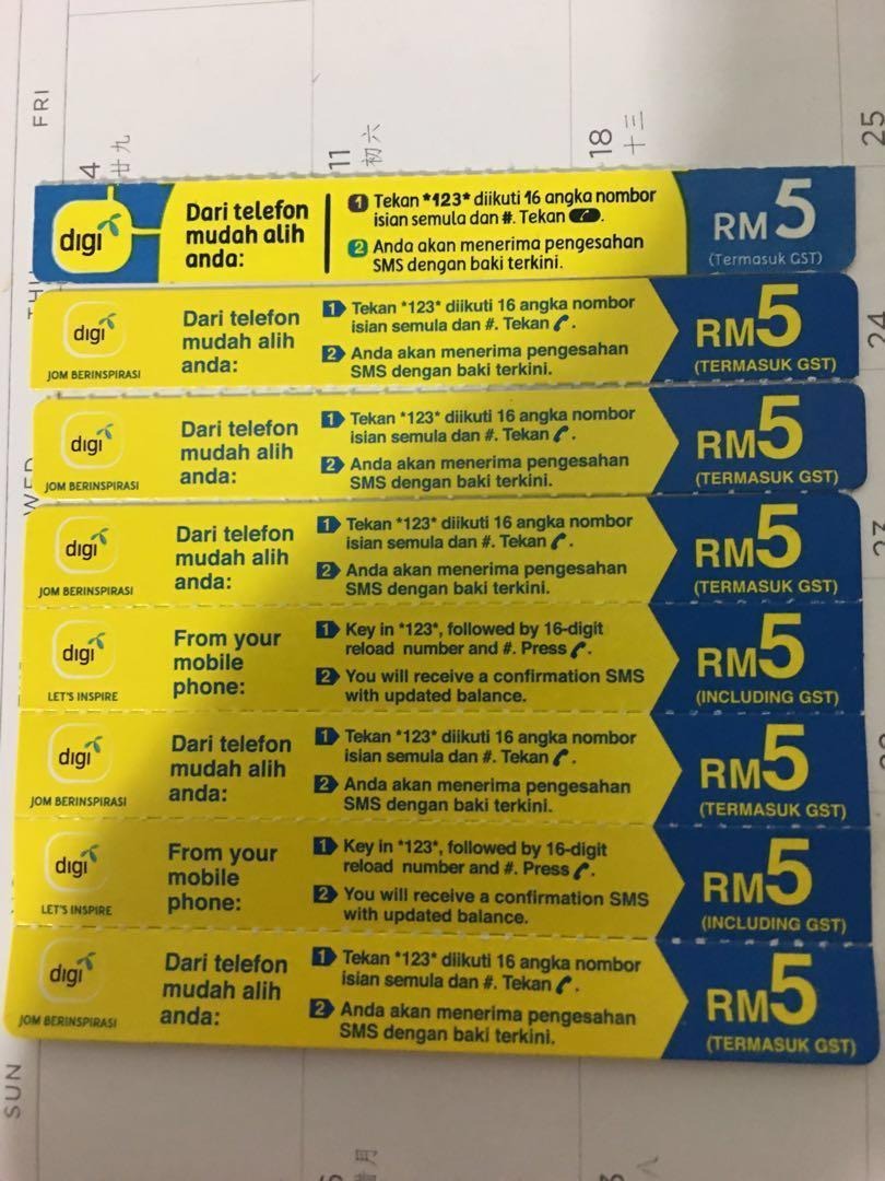 Digi/Maxis/Celcom All Telco Direct Top Up RM5 or any, Computers & Tech ...