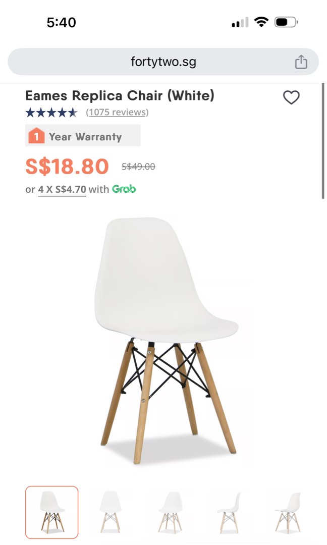Eames Nordic dining office lounge Chair (White), Furniture & Home ...