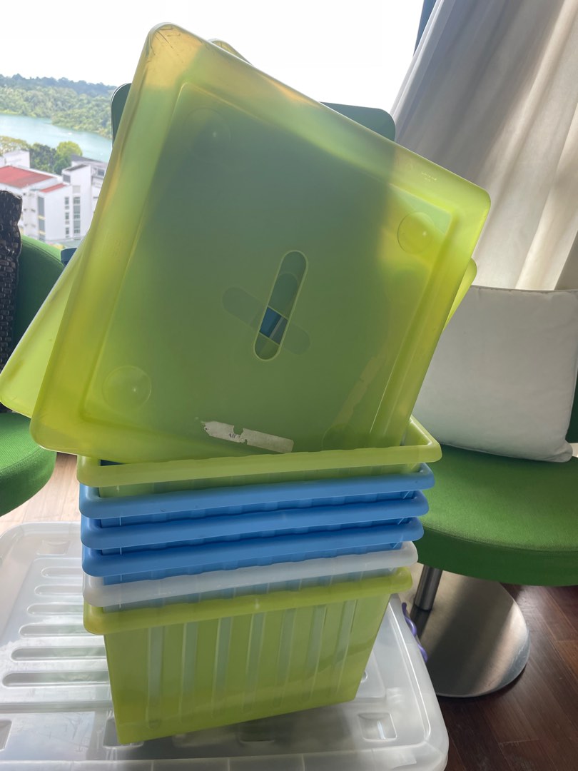 IKEA stackable boxes with cover, Furniture & Home Living, Home ...