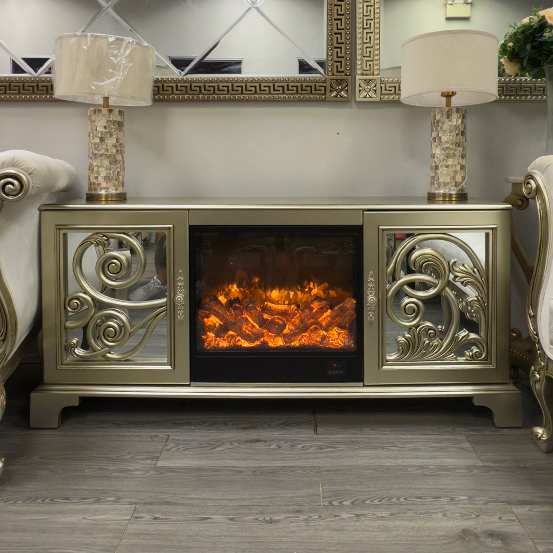 Instock|French TV Console with Fireplace Accent, Furniture & Home ...