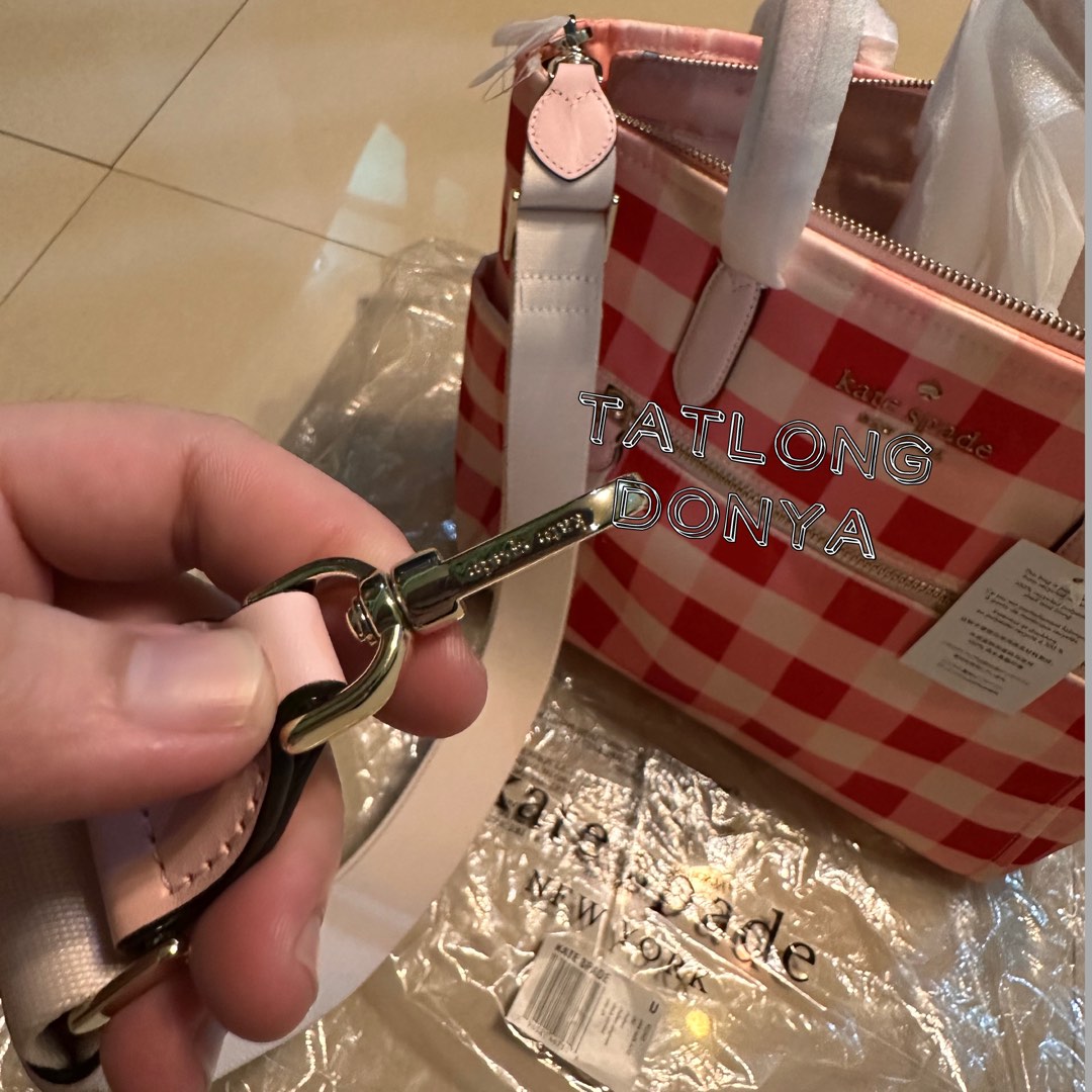 Kate Spade Pink Gingham medium chelsea Bag, Women's Fashion, Bags ...