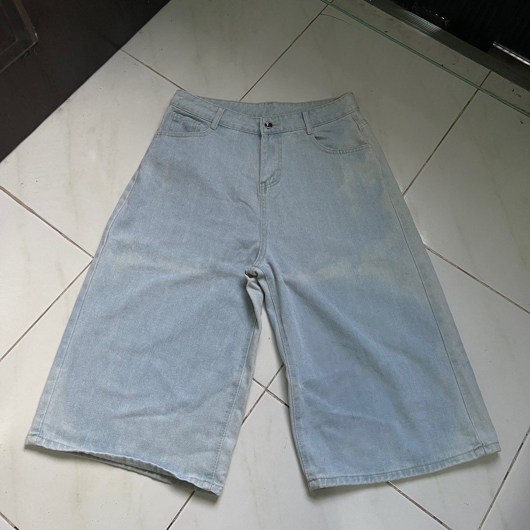 Long Light Blue Jorts, Men's Fashion, Bottoms, Jeans on Carousell