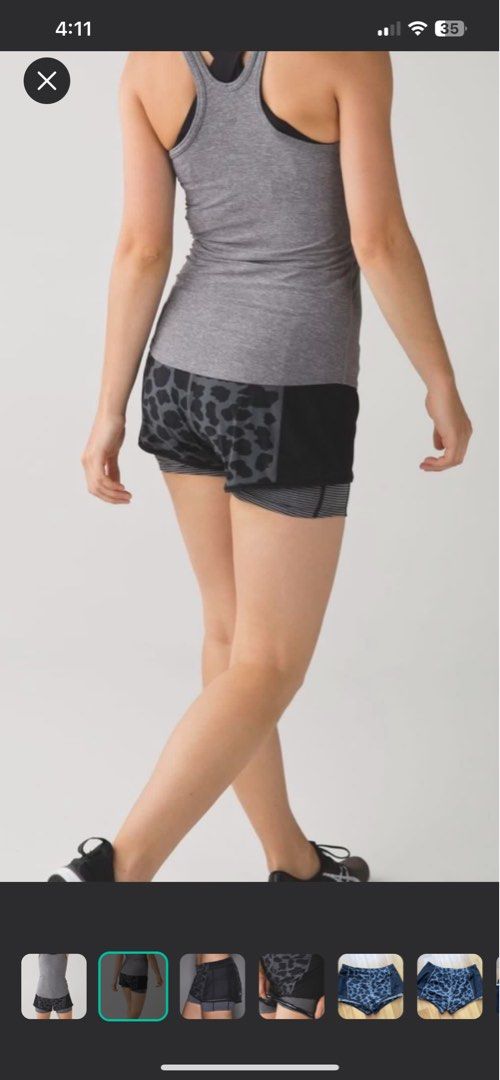Lululemon Meshed up Short Cherry Cheetah Dark Slate Black / Black ...